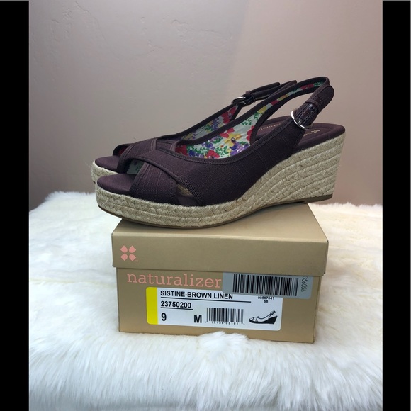 Naturalizer | Shoes | Naturalizer Sistine Brown Linen Slingback Wedge ...